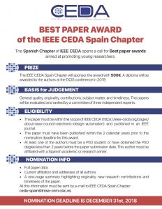 Premio al mejor paper del capítulo español de IEEE CEDA – IEEE Sección ...